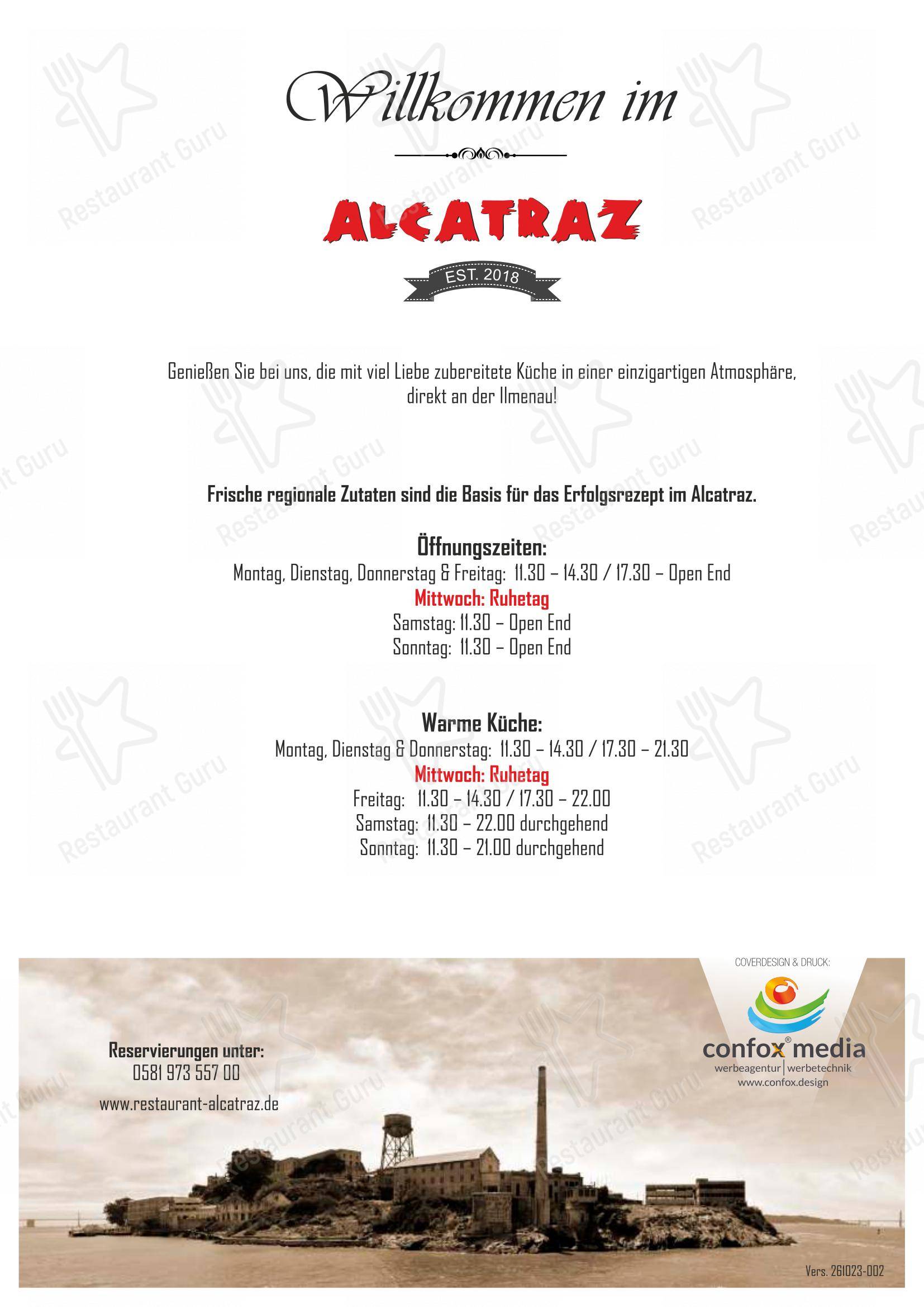 Carta de Alcatraz Restaurant GmbH, Uelzen