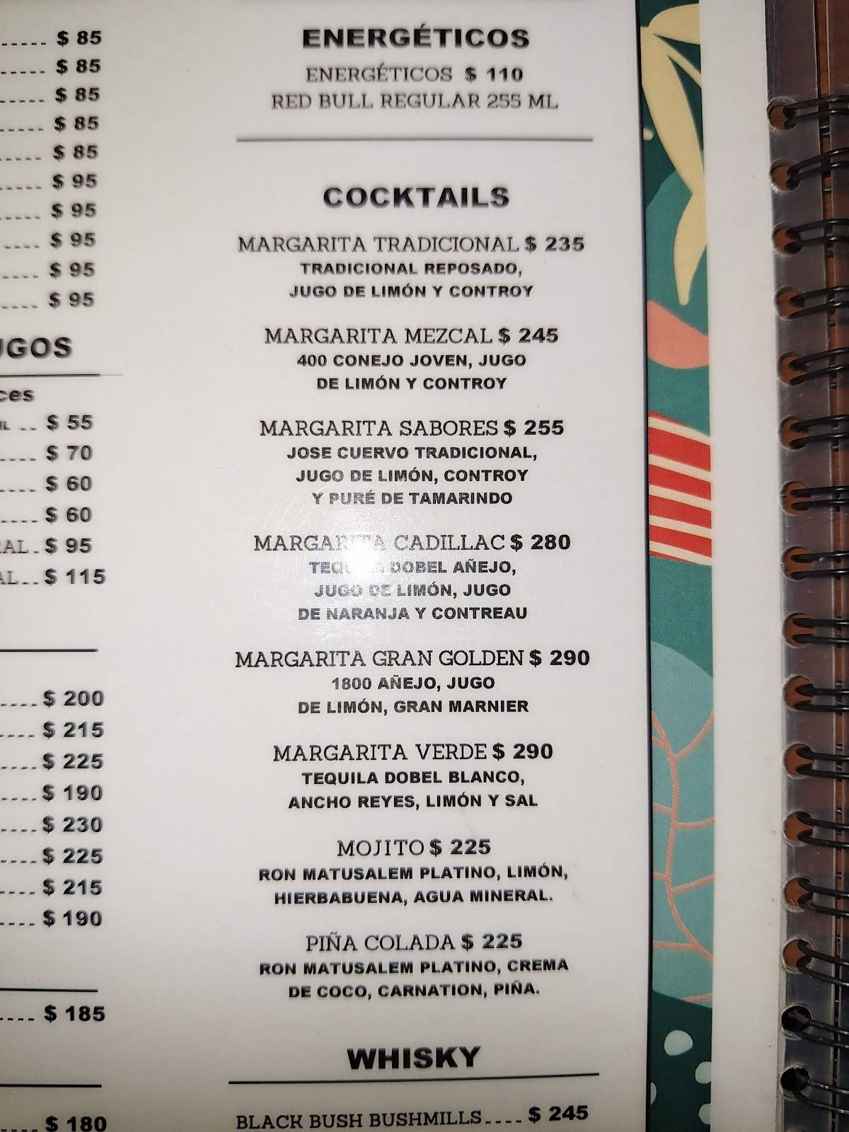 Carta del restaurante Aldea Corazón, Playa del Carmen, 5a. Avenida Col ...