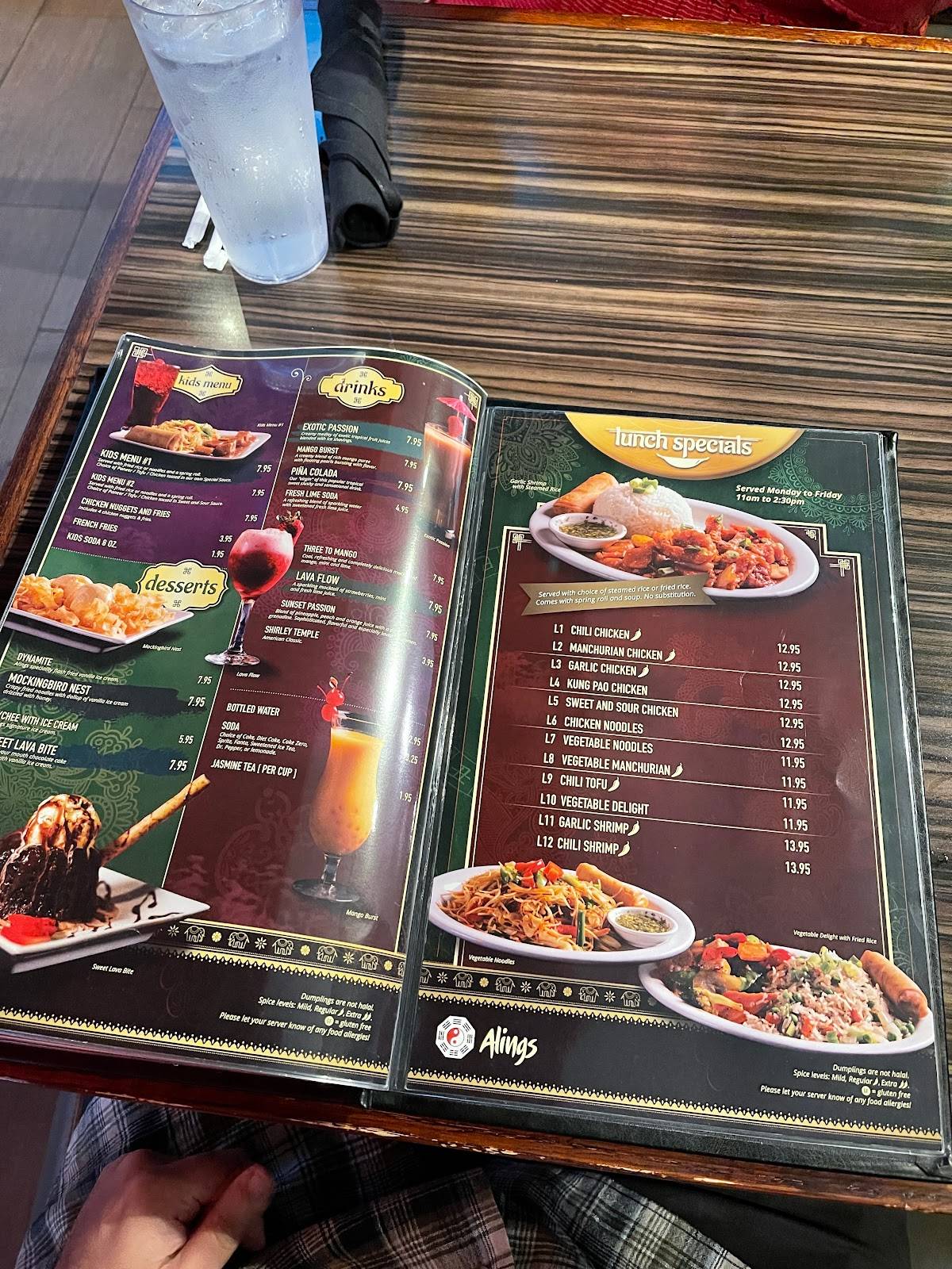 Menu at Alings Chinese Bistro restaurant, Sugar Land