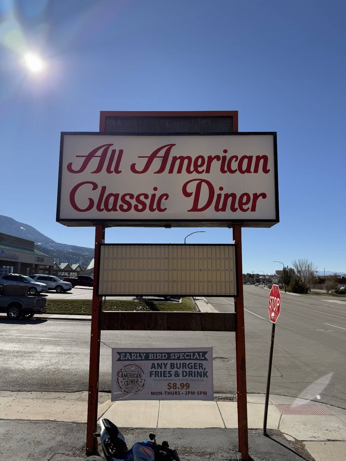 Menu at All American Diner restaurant, Cedar City