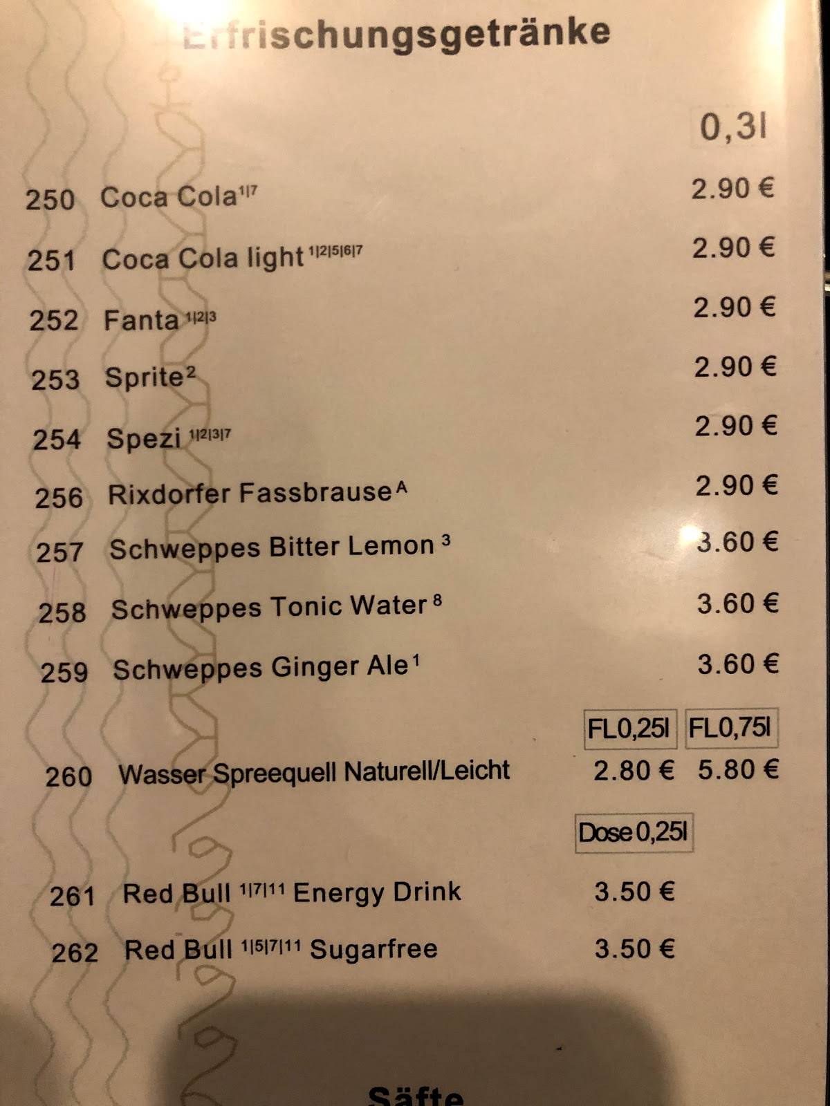 Speisekarte von All Seasons restaurant, Berlin