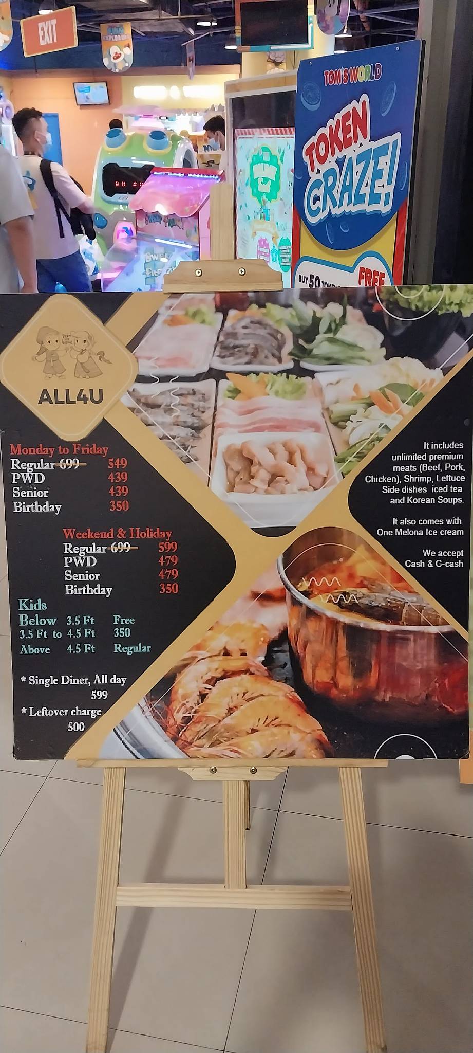 Menu at All4u restaurant, Manila