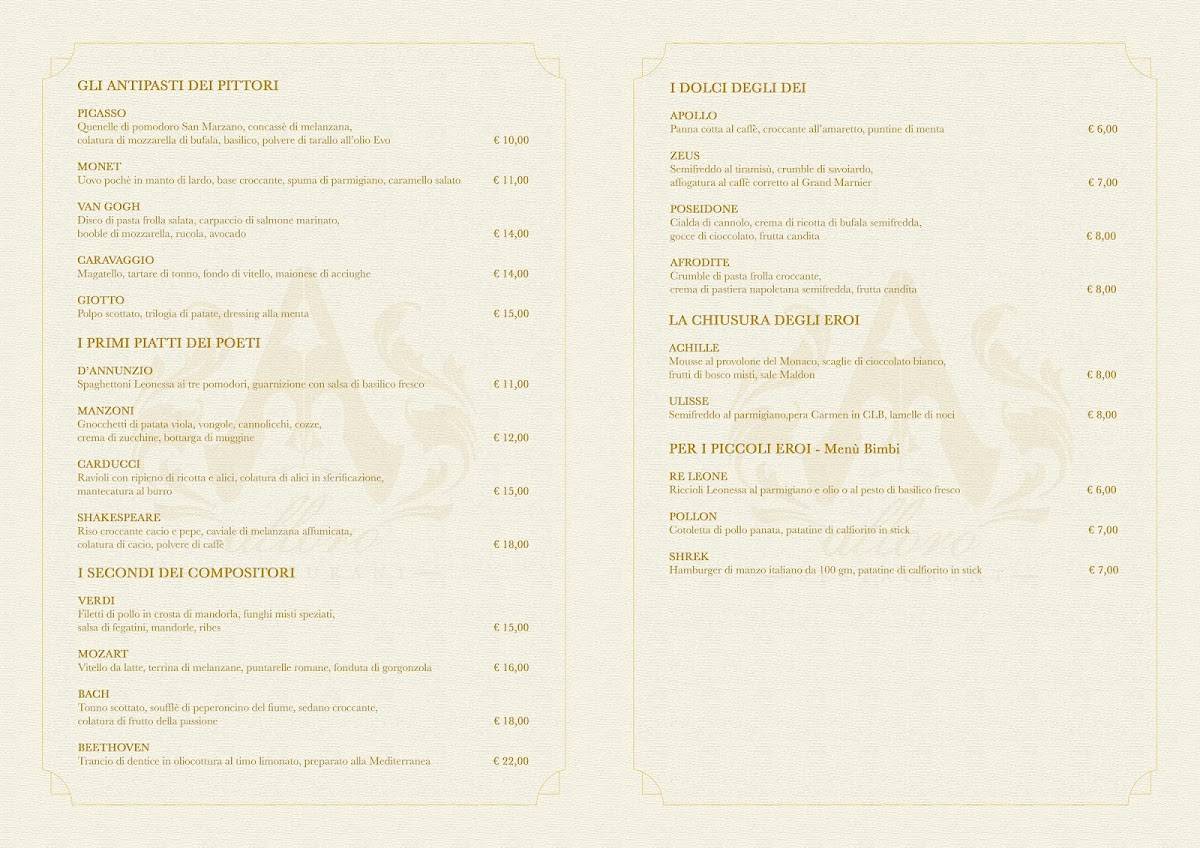 Menu da Alloro Restaurant, Bivio Cava Manara