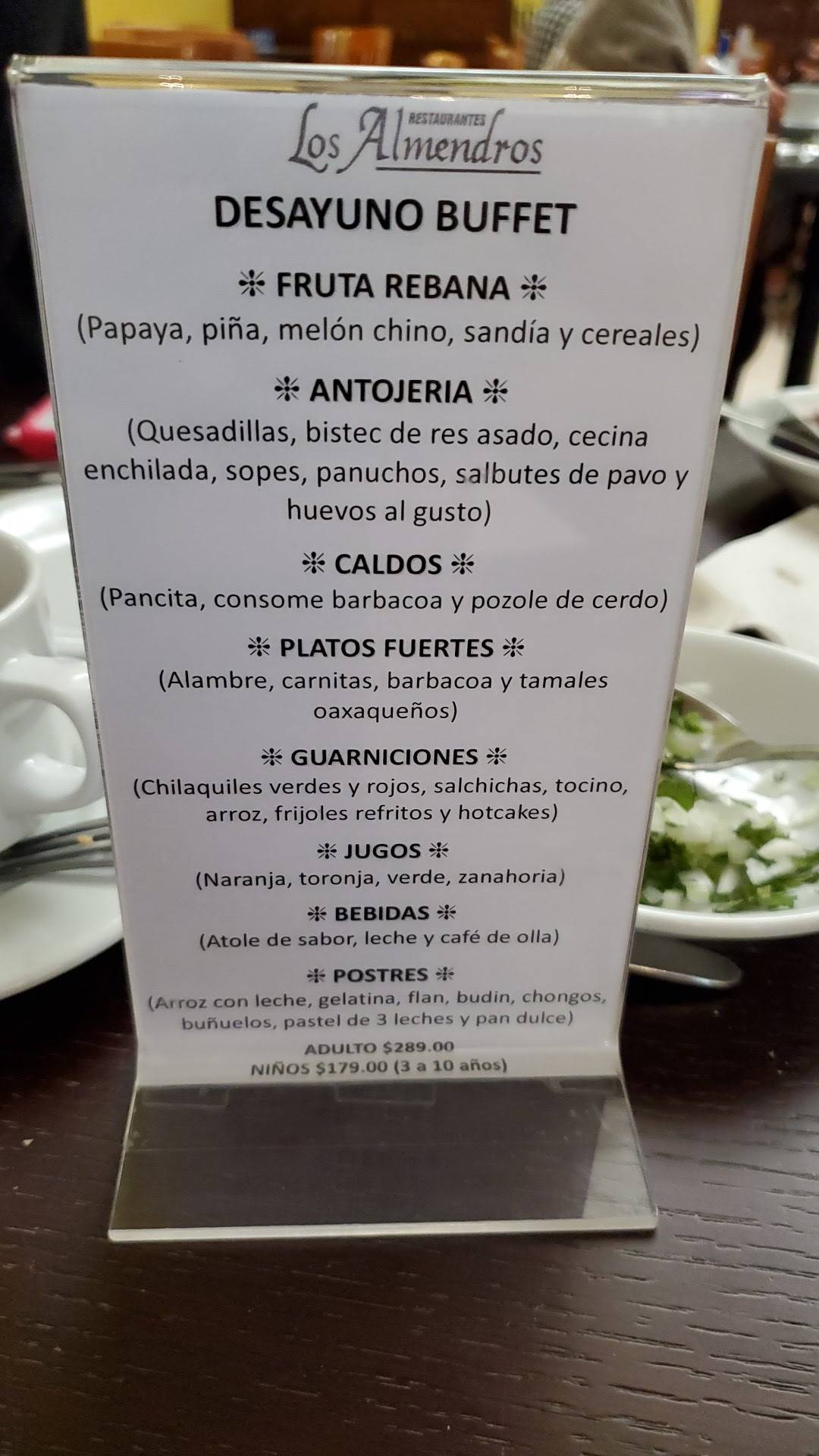 Carta del restaurante Los Almendros, Ciudad del México, Av. Insurgentes ...
