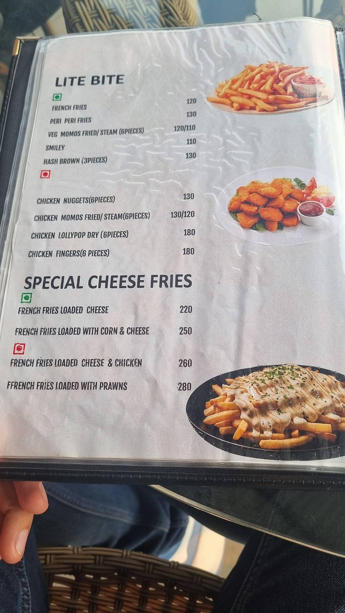 Menu at Alpha the cafe, Madikeri