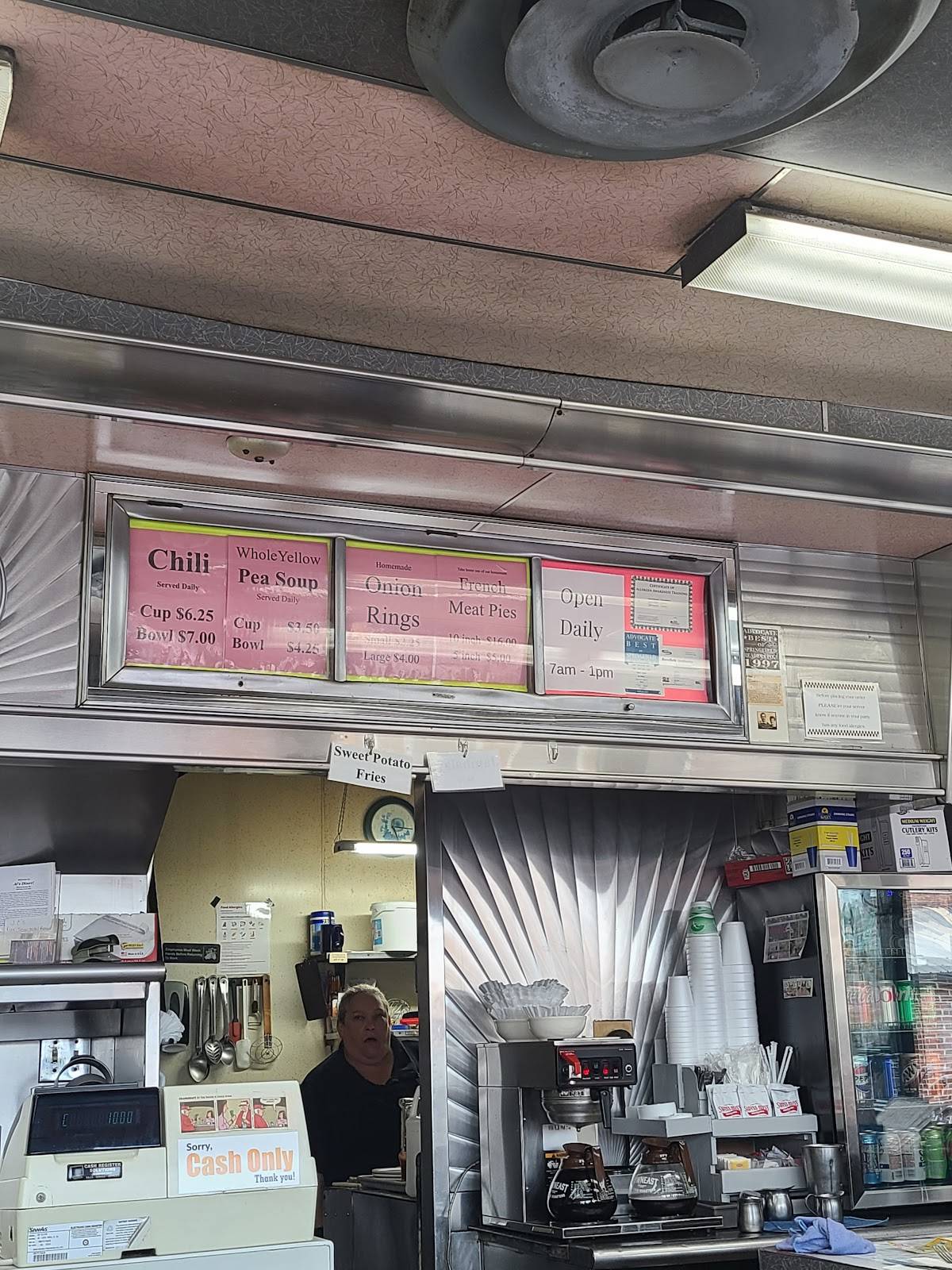 Menu at Al's Diner restaurant, Chicopee