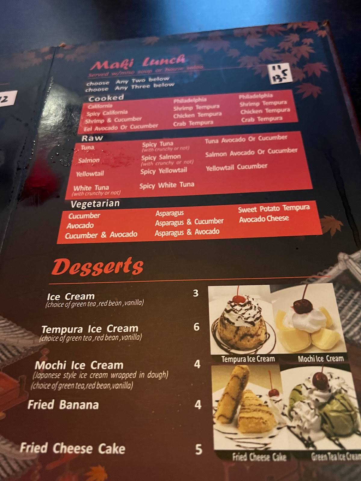 Menu at Aki Japanese Steakhouse and Sushi Bar, Altoona