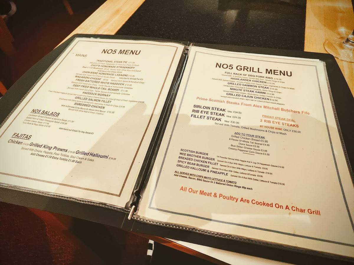Menu at The No 5 Inn pub & bar, Alva
