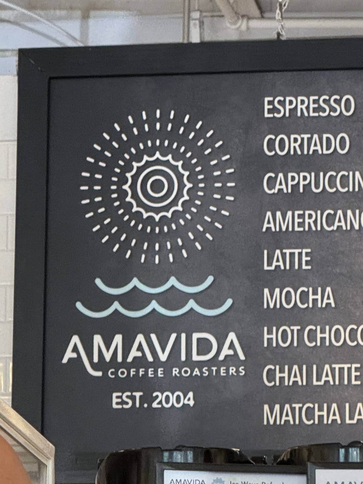 Menu at Amavida Coffee Roasters cafe, Rosemary Beach