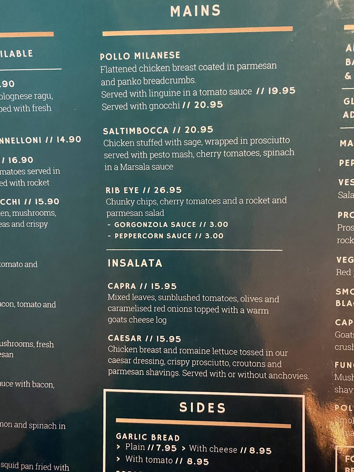 Menu at Misto restaurant, Ambleside