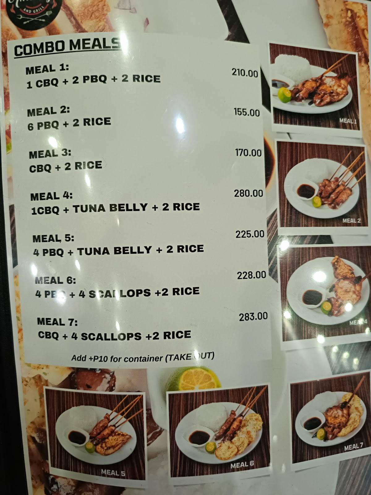Menu at Ameling's Seafood & Grill restaurant, Davao City