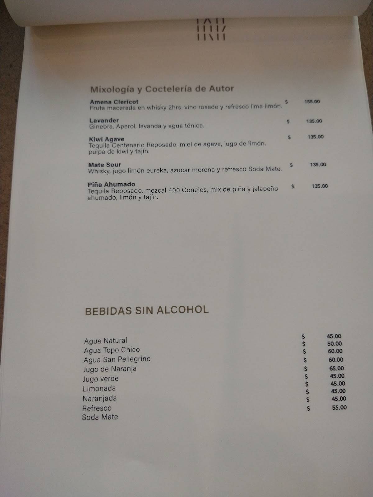 Menu at Amena Restaurante, Guadalajara