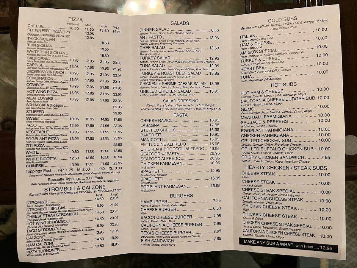 Menu at Amigos Pizzeria and Mexican Restaurant, Danville
