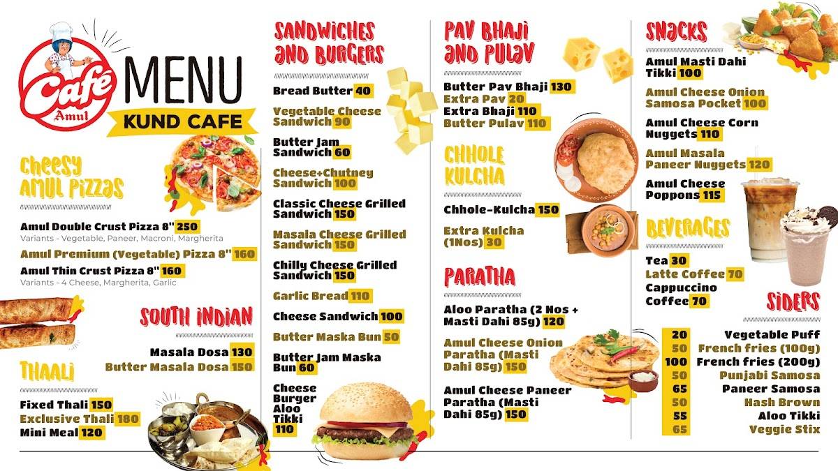 Menu at Amul Cafe, Science City, Ahmedabad