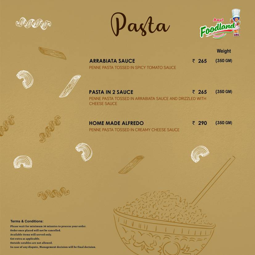 Menu at Amul Foodland - Sake Foods, Anand