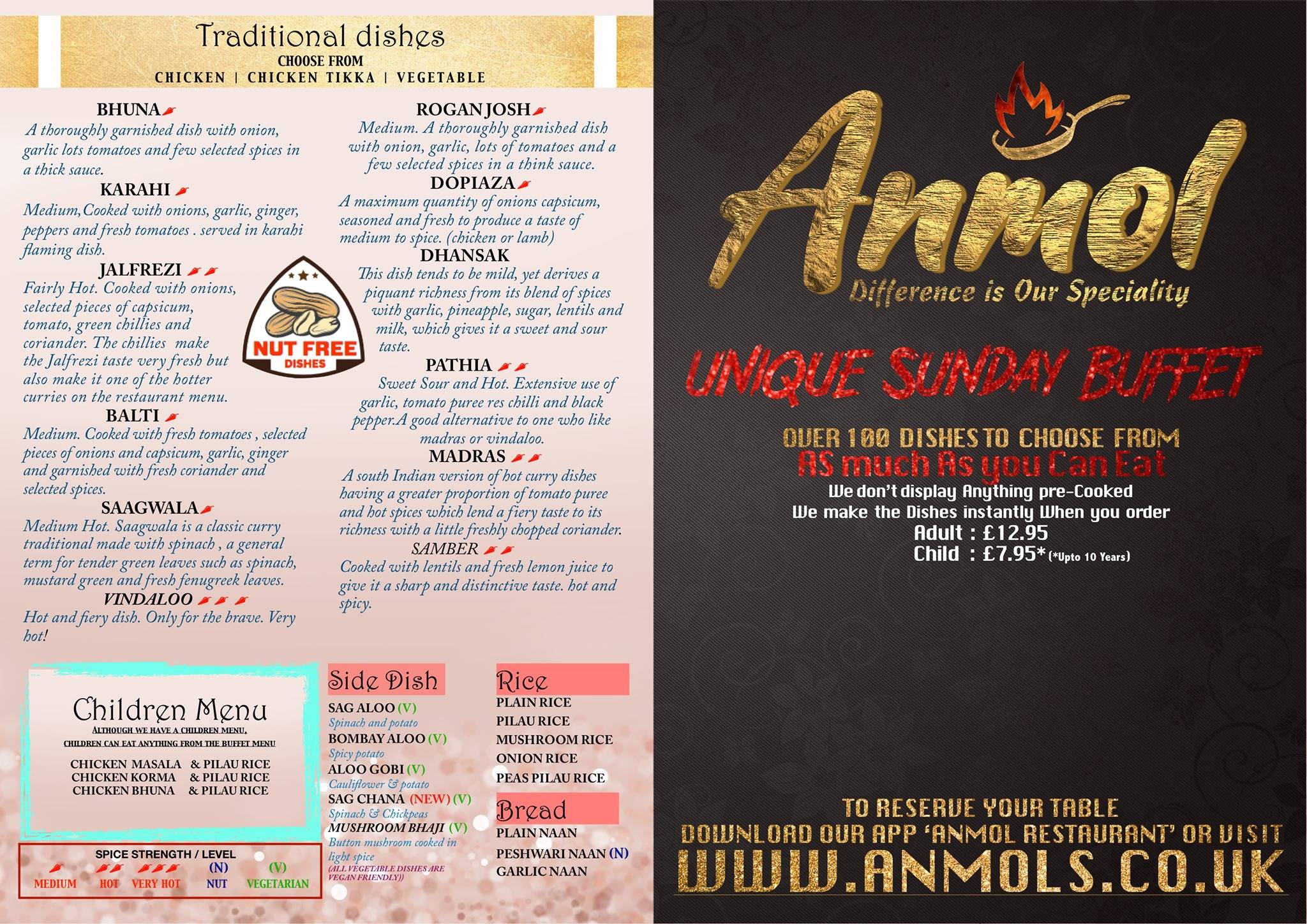 Menu at Anmol Indian Restaurant, Warrington, 62 Warrington Rd