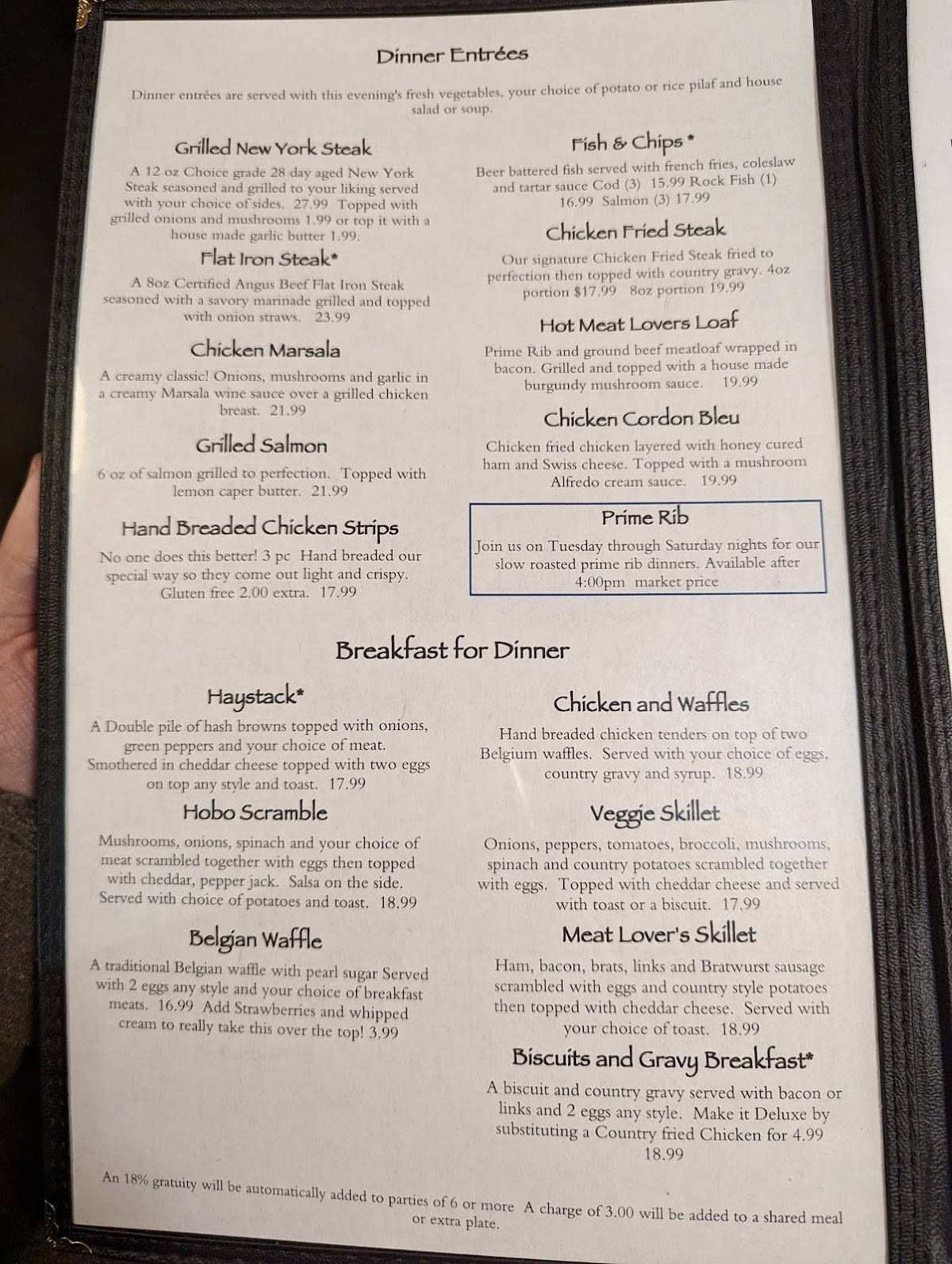 Menu at Annette's Westgate cafe, Salem