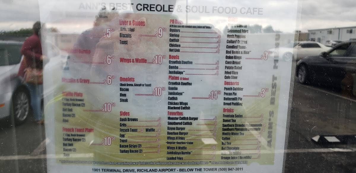 Menu at Ann's Best Creole & Soul Food restaurant, Richland