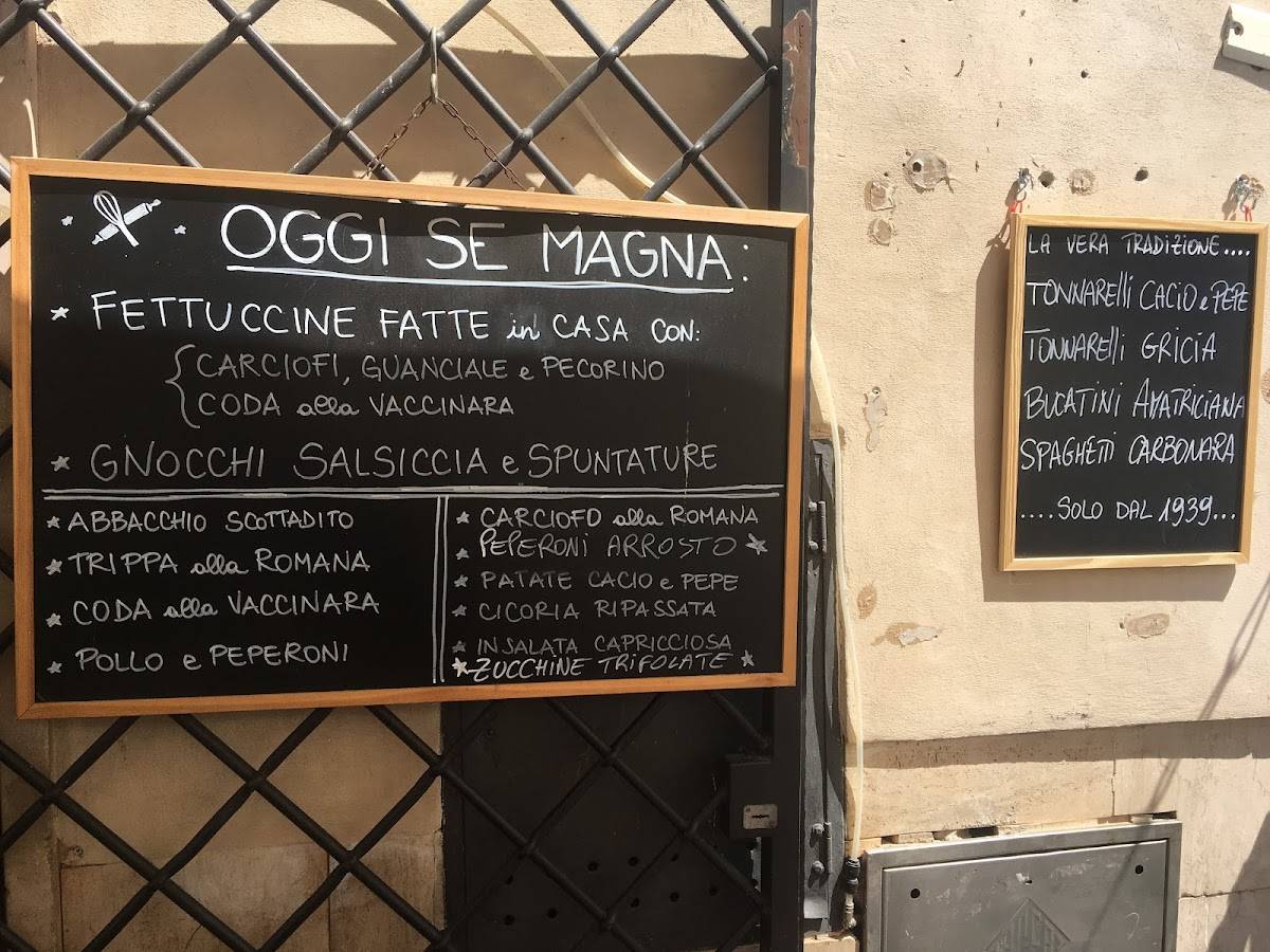 Menu at Antica Hostaria Romanesca restaurant, Rome