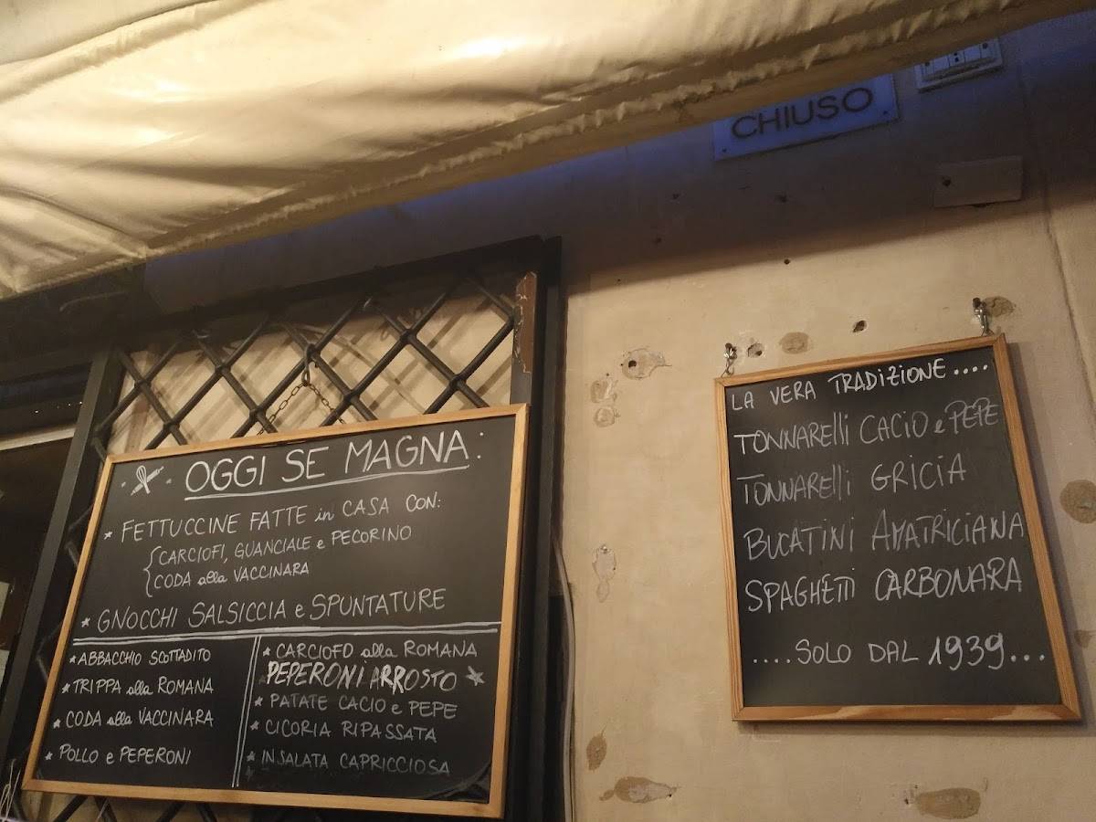 Menu at Antica Hostaria Romanesca restaurant, Rome