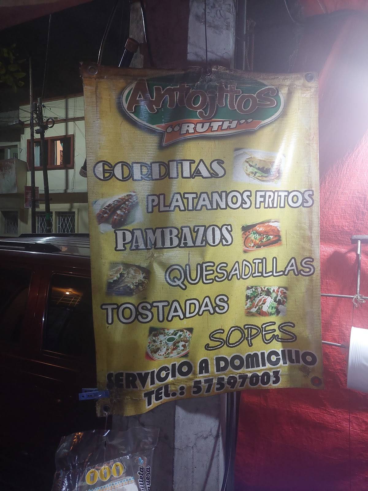 Menu at Antojitos Ruth restaurant, Mexico, a 07800