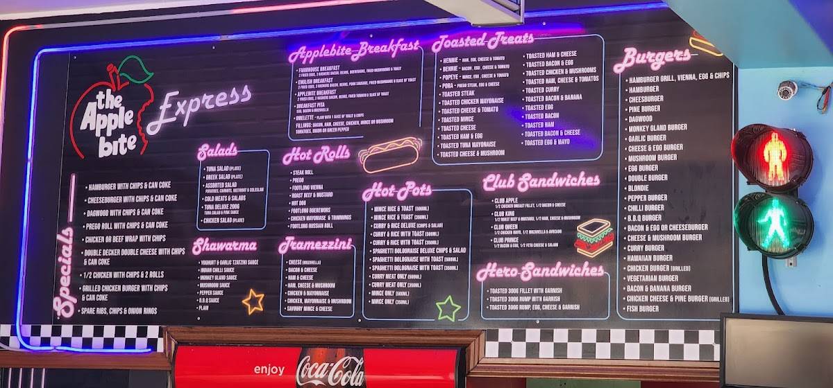 Menu at Apple Bite Express restaurant, Johannesburg