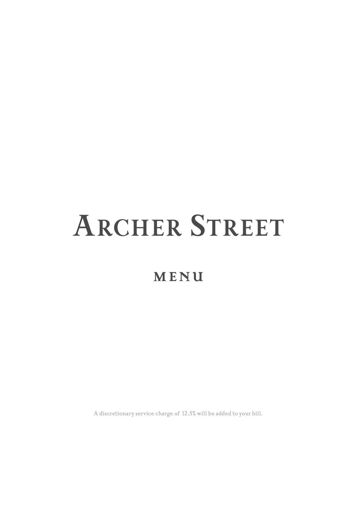 Menu at Archer Street Soho pub & bar, London