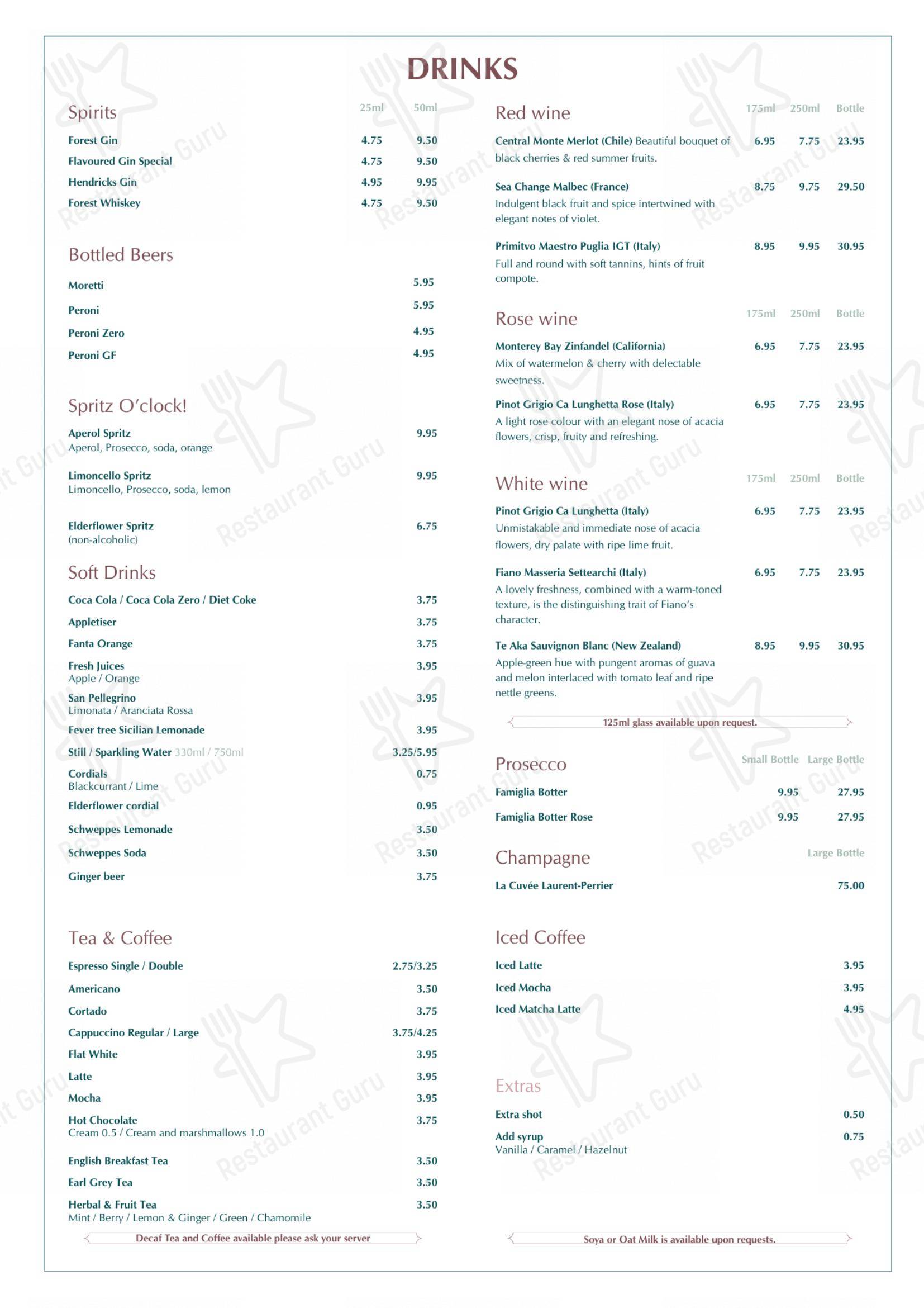 Menu at Arighi Bianchi cafe, Macclesfield, The Silk Rd