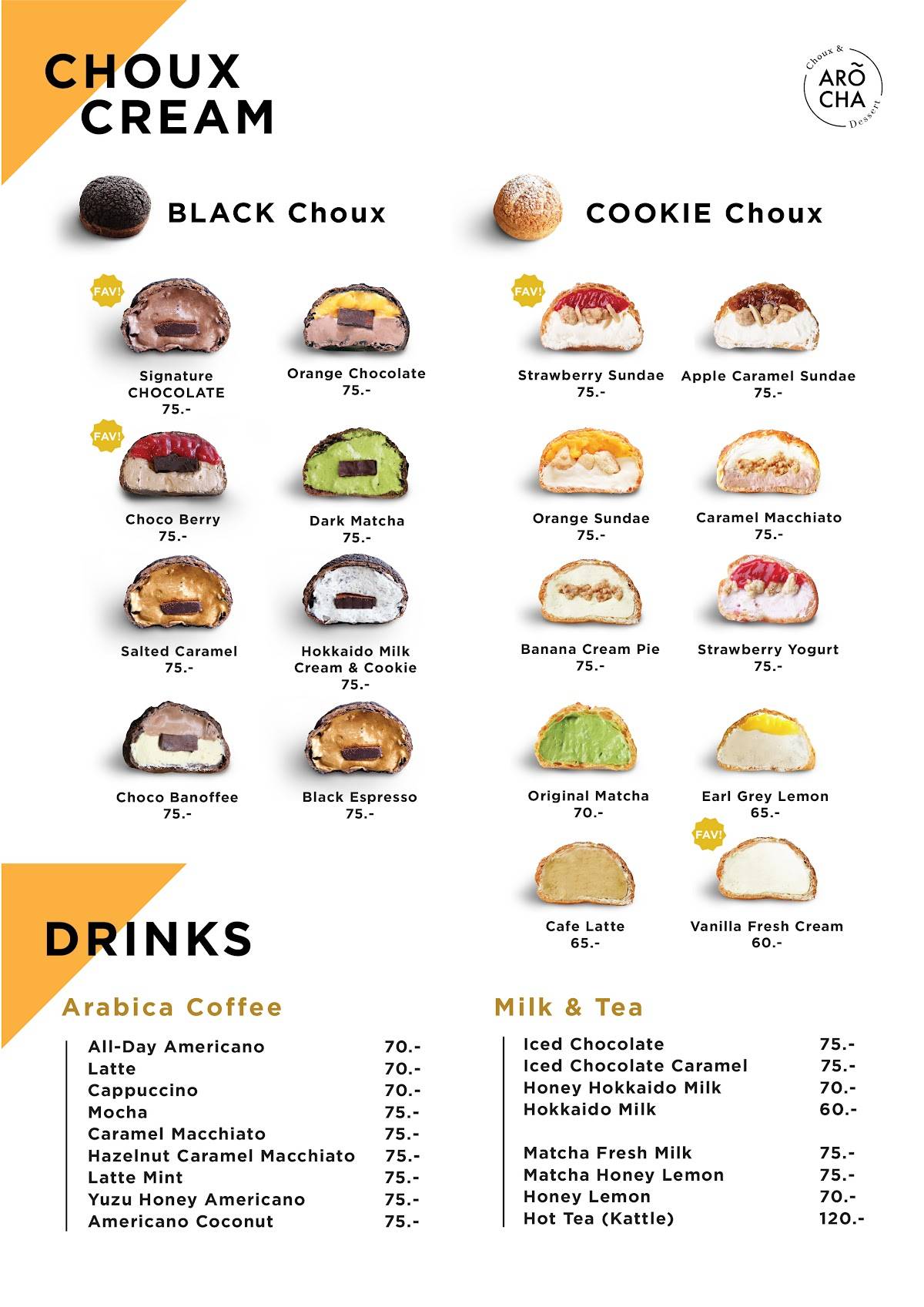Menu at Arocha Choux & Dessert อโรชาชูครีม (สาขาเพชรเกษม42) desserts ...