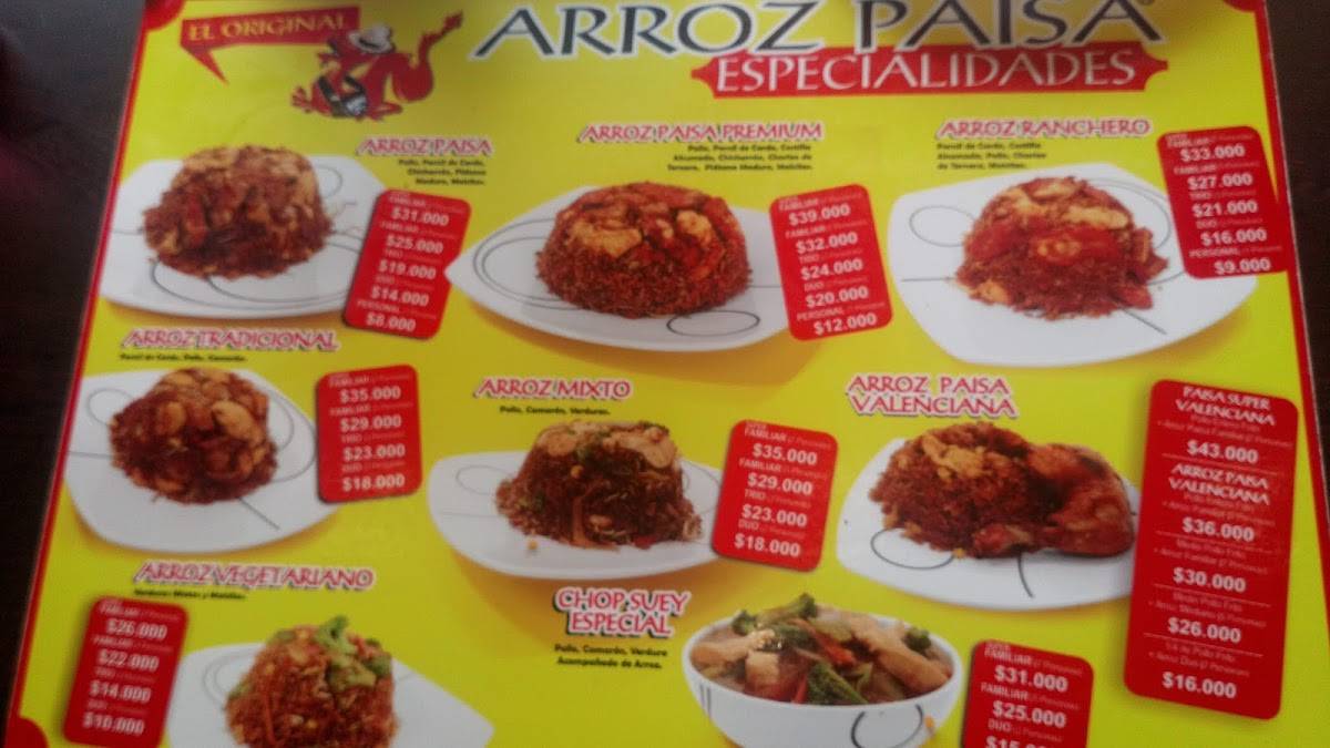 Carta del restaurante Arroz Paisa El original, Bogotá, Cl. 47 #14a 24