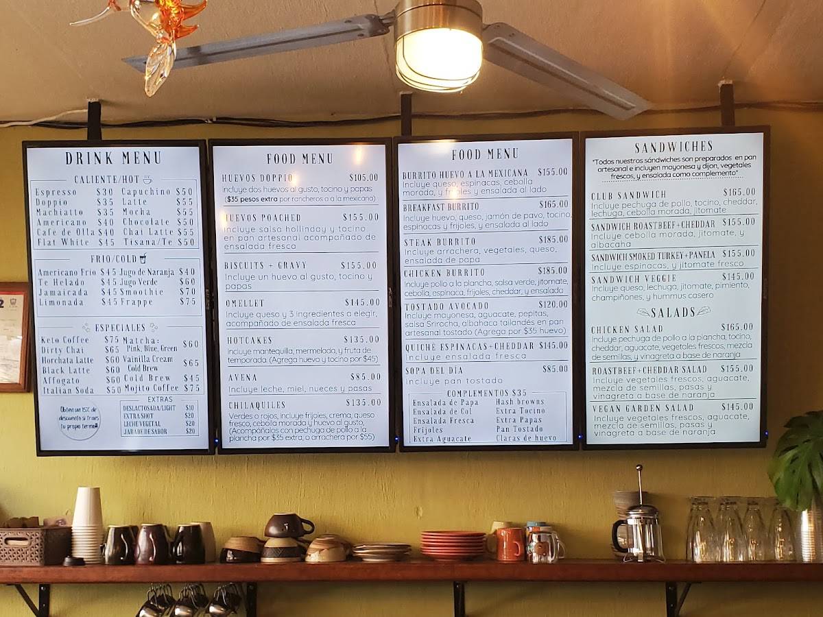 Menu at Arte-Café, Ajijic