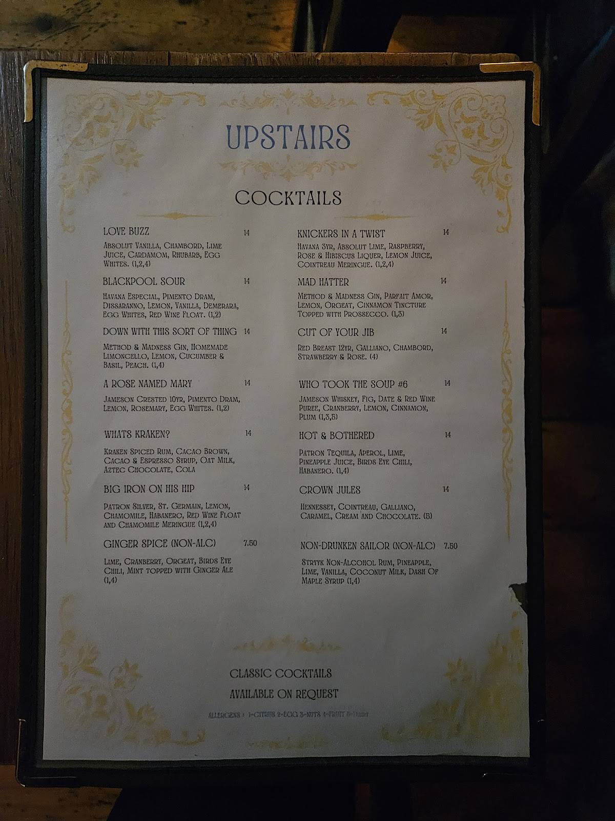 Menu at Arthur Mayne's Pharmacy pub & bar, Cork, 7 Pembroke St