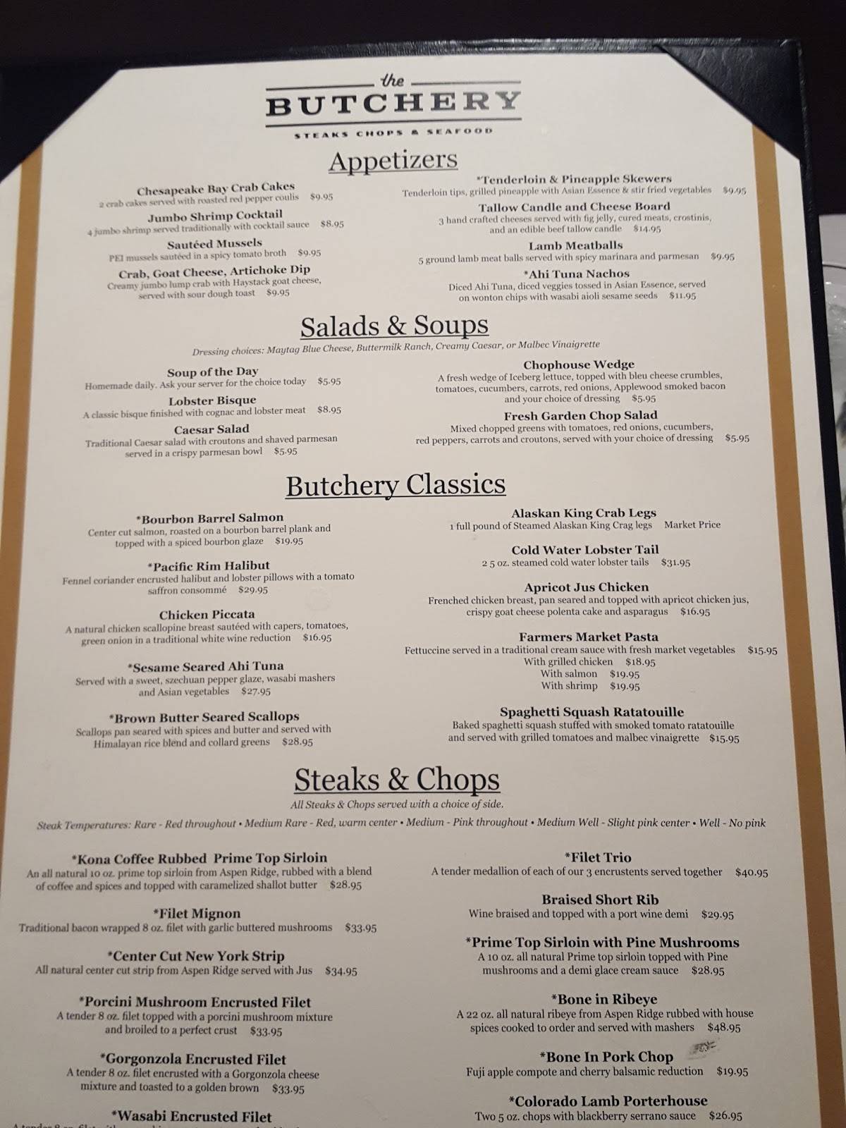 Menu at The Butchery- Steaks, Chops & Seafood steakhouse, Arvada