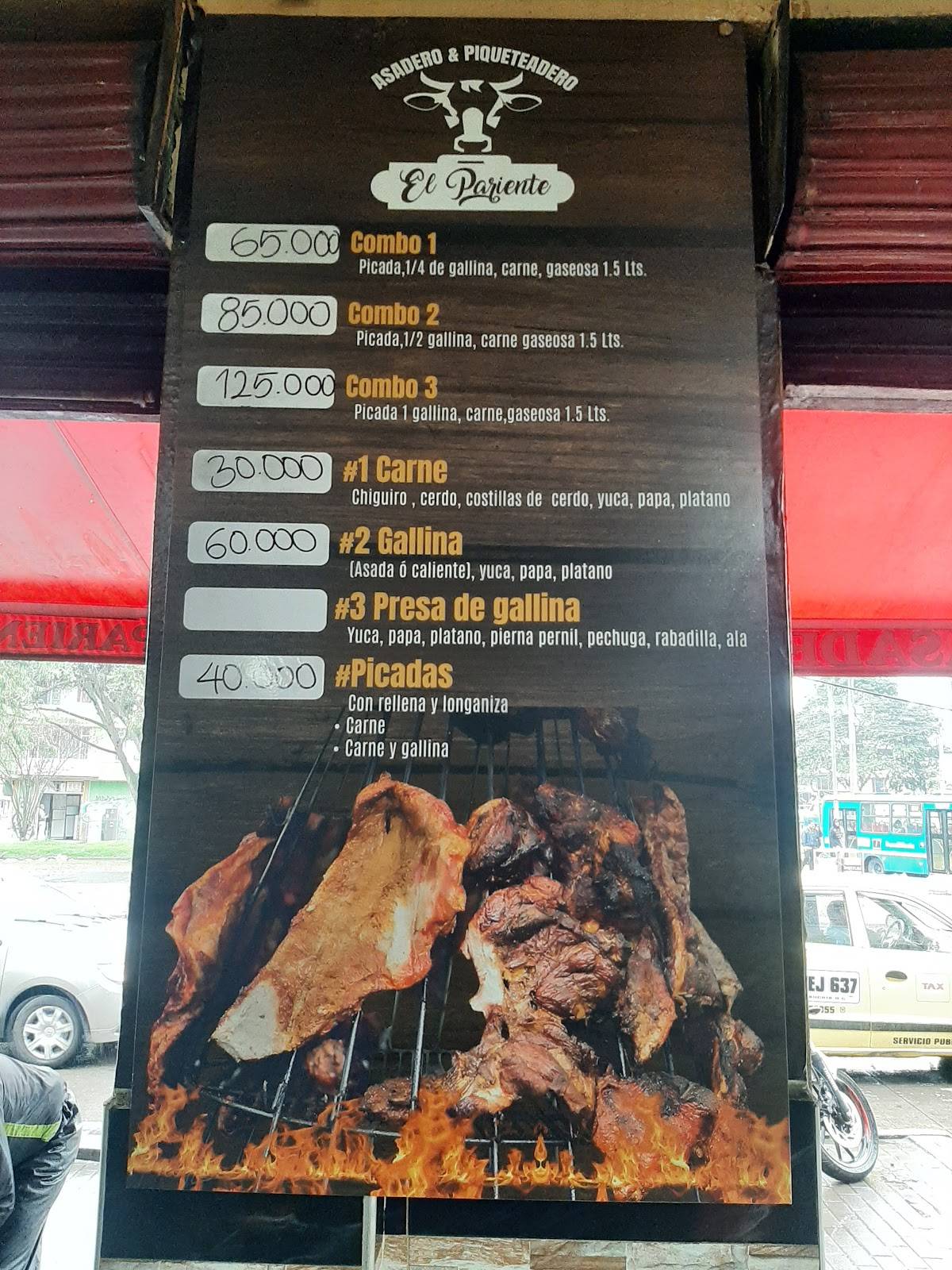 Menu at 'Asadero' y Piqueteadero 'El Pariente' restaurant, Bogotá