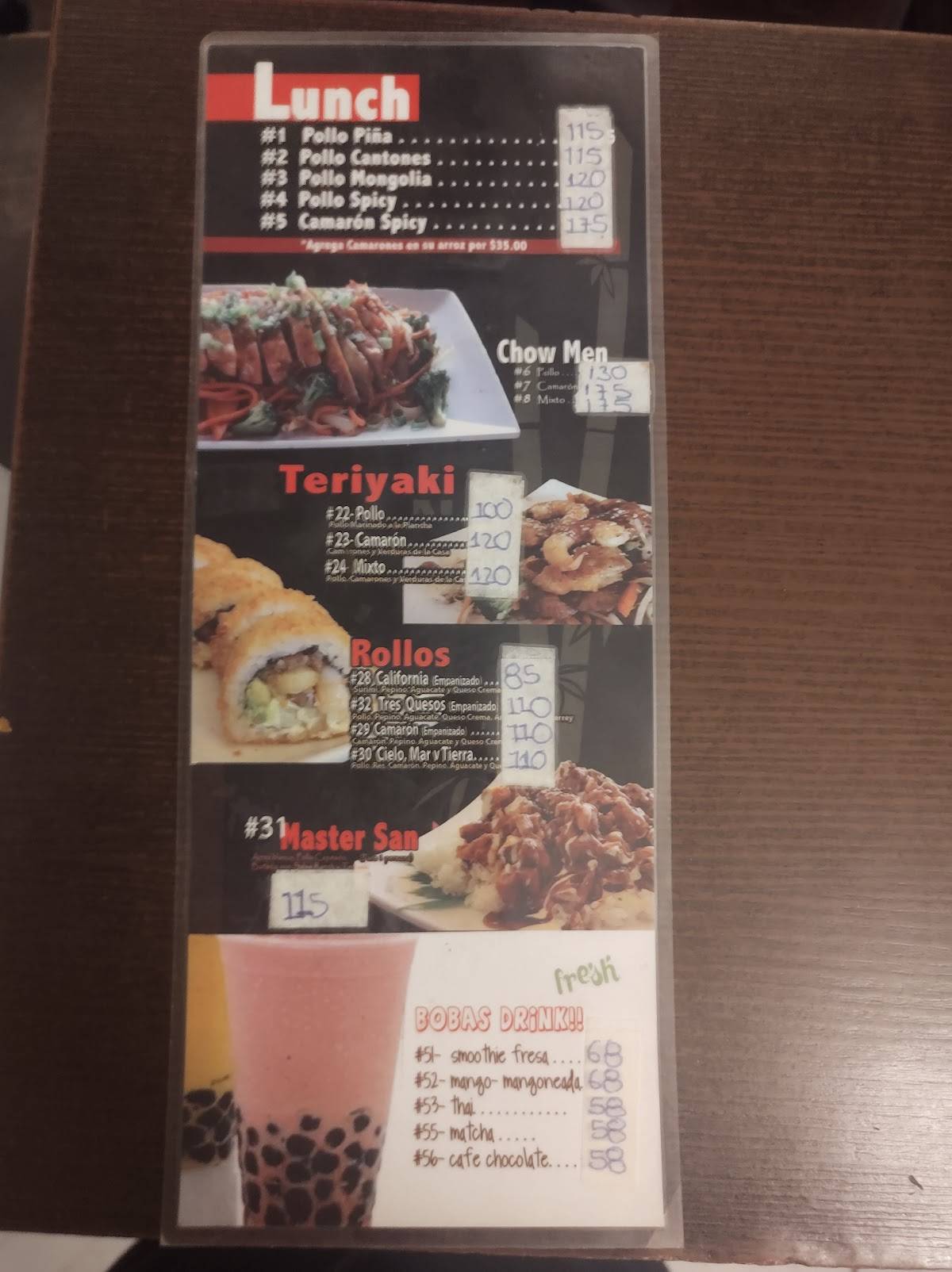 Carta del restaurante Asian Bowl, Tijuana