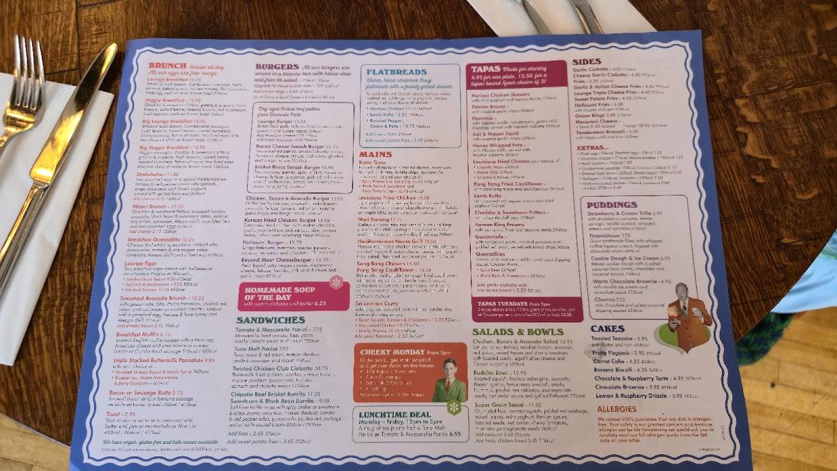 Menu at Athro Lounge restaurant, Aberystwyth