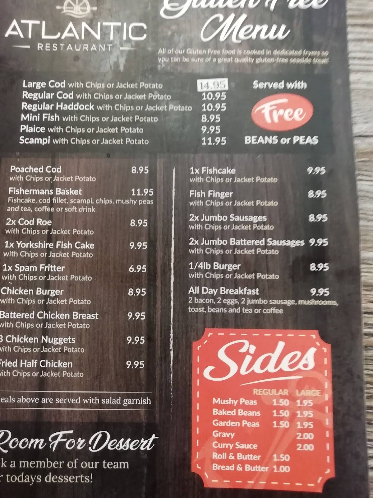 Menu at Atlantic Fish Bar and Diner, Skegness