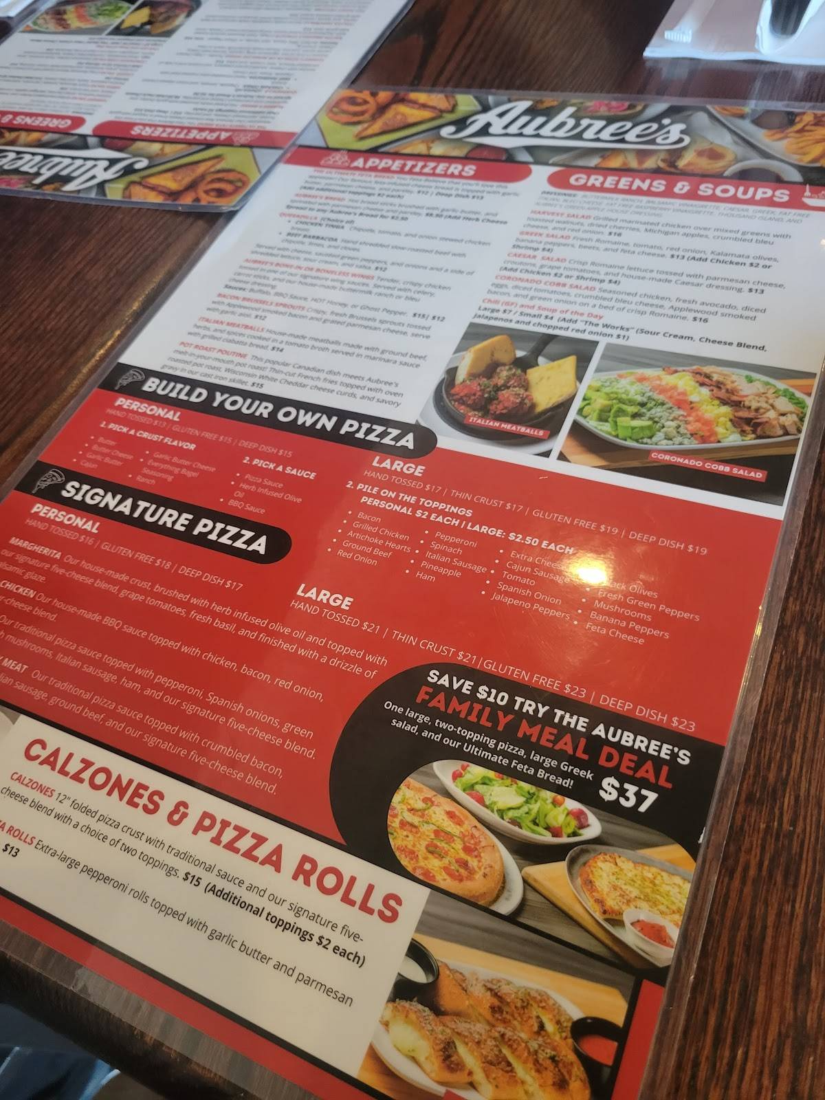 Menu at Aubree's Pizzeria & Grill, Ypsilanti, Whittaker Rd