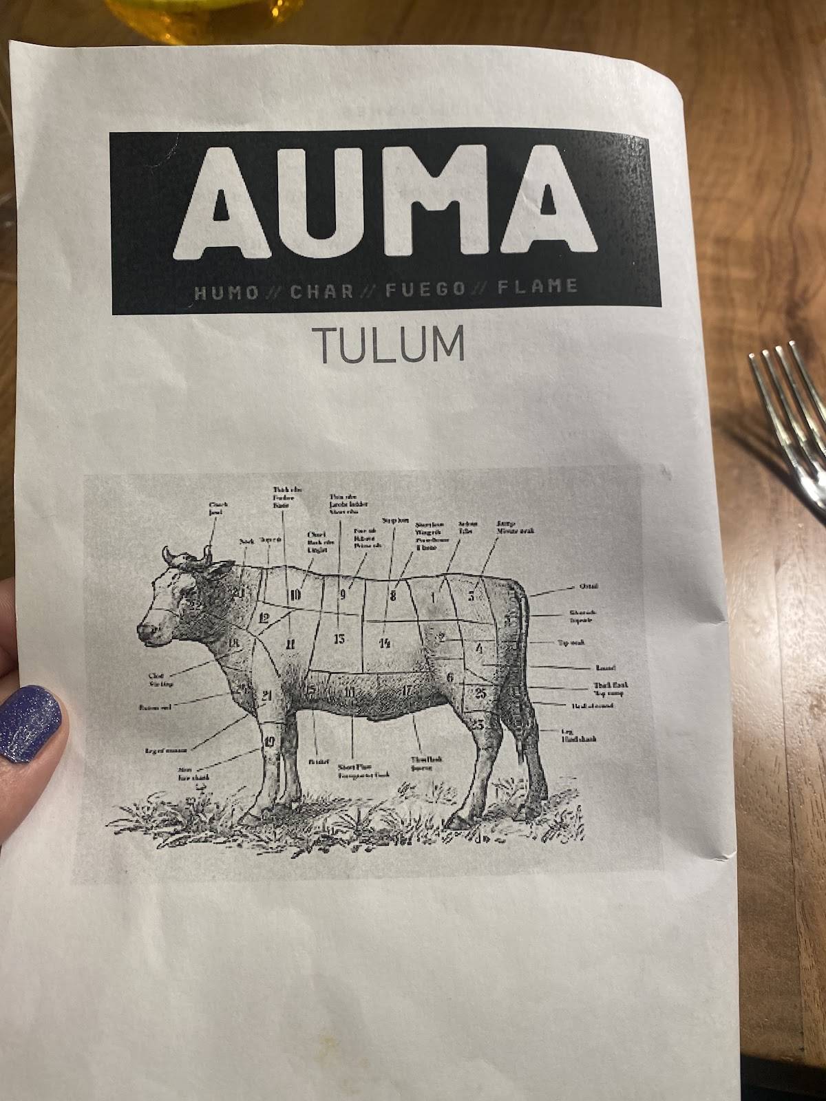 Menu at Auma Open Fire Grill restaurant, Cancún