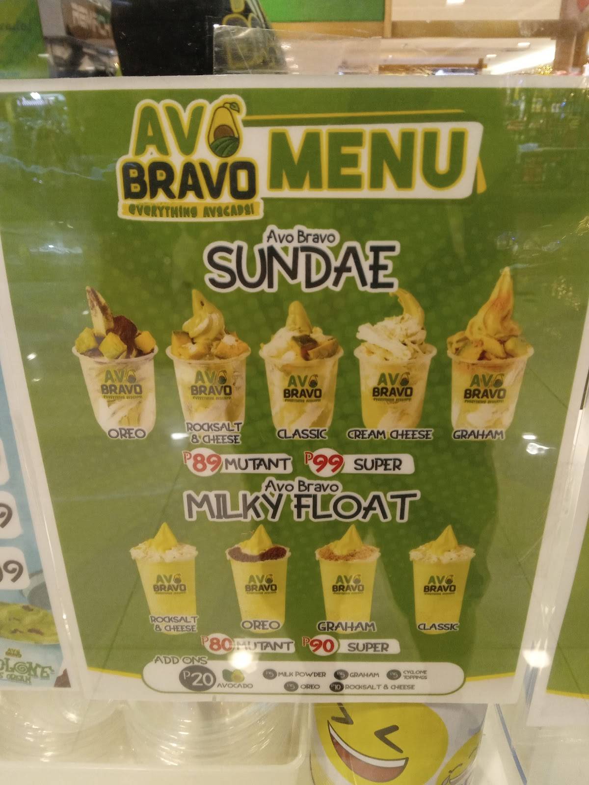 Carta del postres Avo Bravo, Cebú