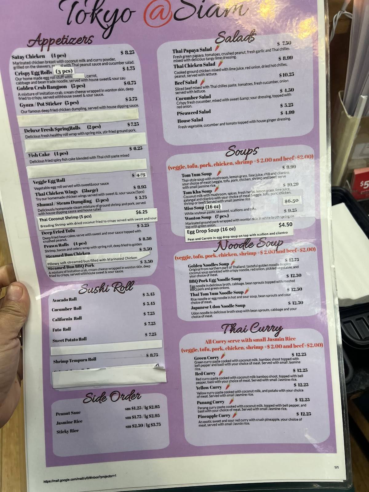 Menu at BANGKOK TOKYO Restaurant, Lake Bluff