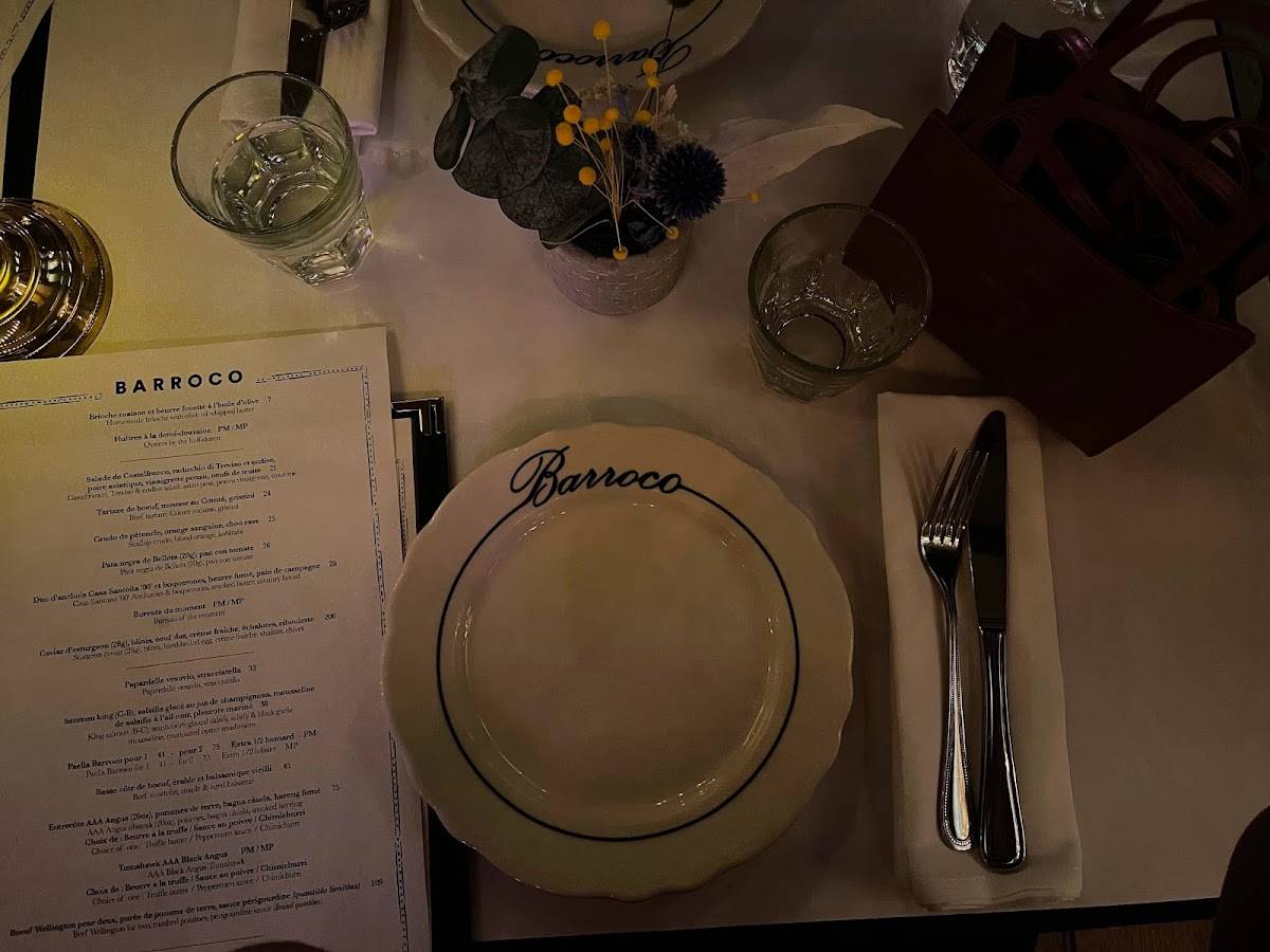 Menu at BARROCO, Montréal
