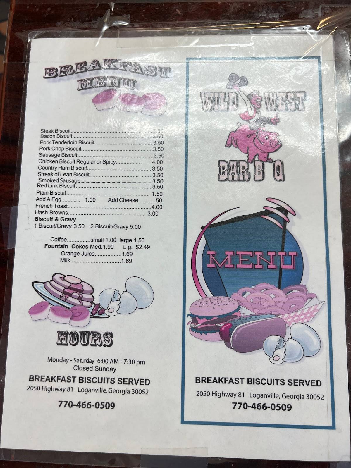 Menu at J & L Wild West Barbeque, Loganville, Hwy 81