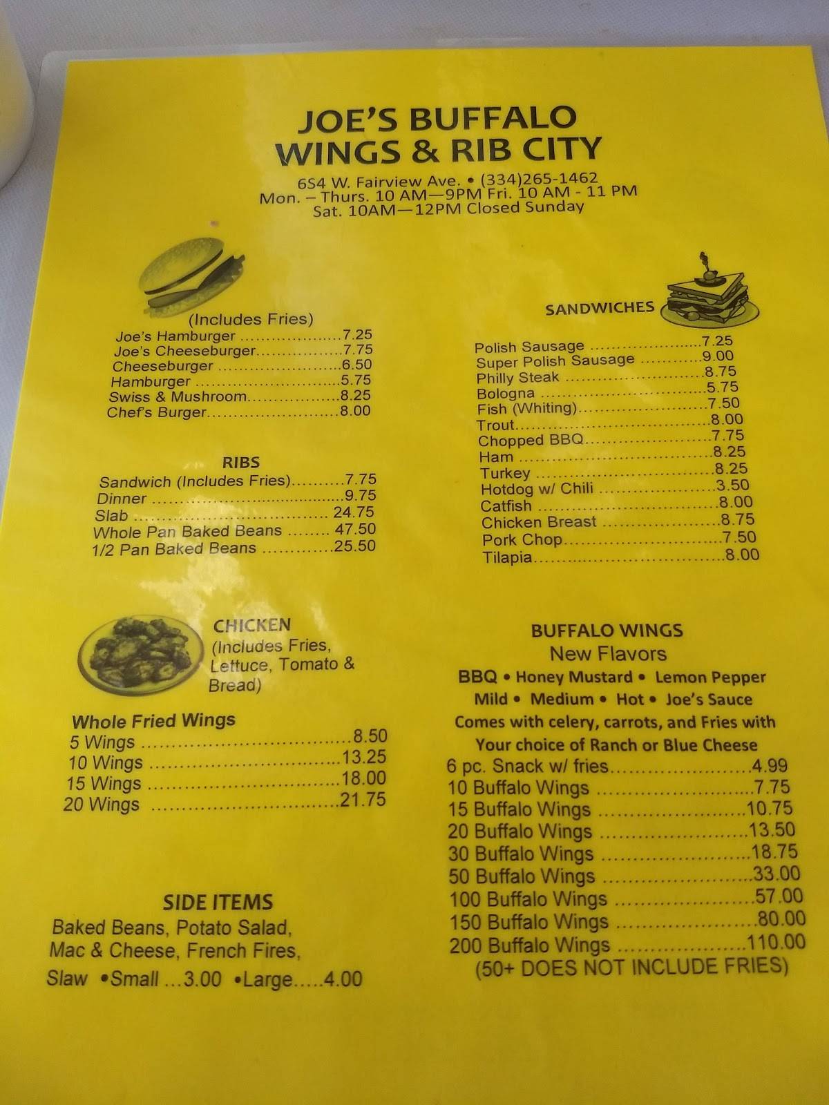 Menu at Joe's Again BBQ, Montgomery