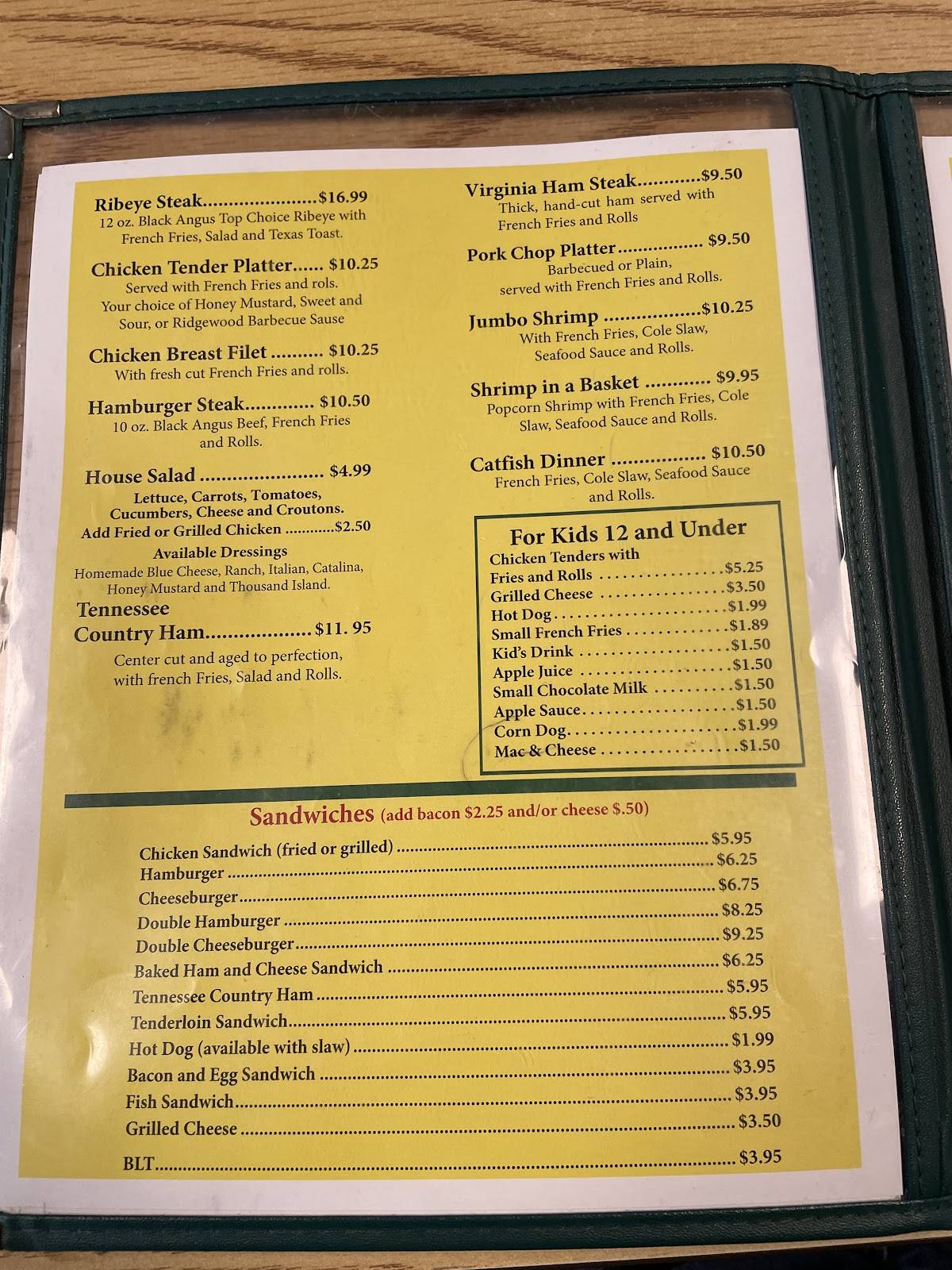 Menu at Ridgewood Barbecue, Bluff City