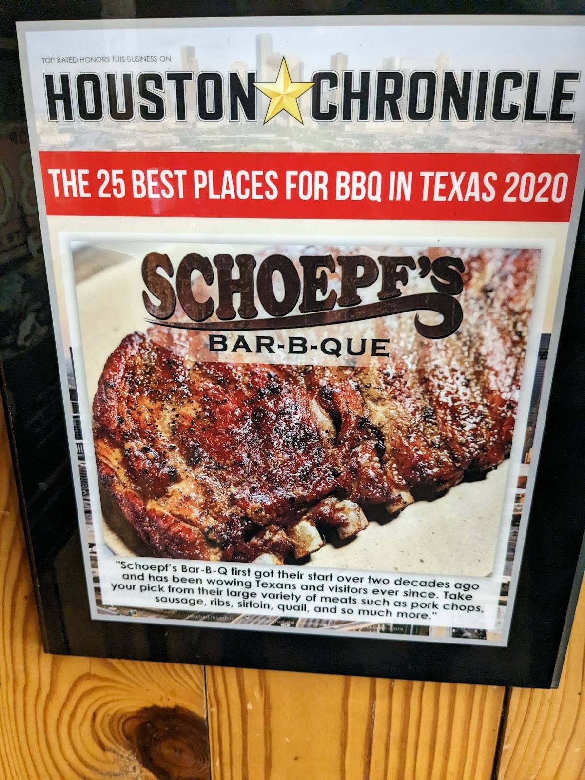 Menu at Schoepf's Bbq, Belton