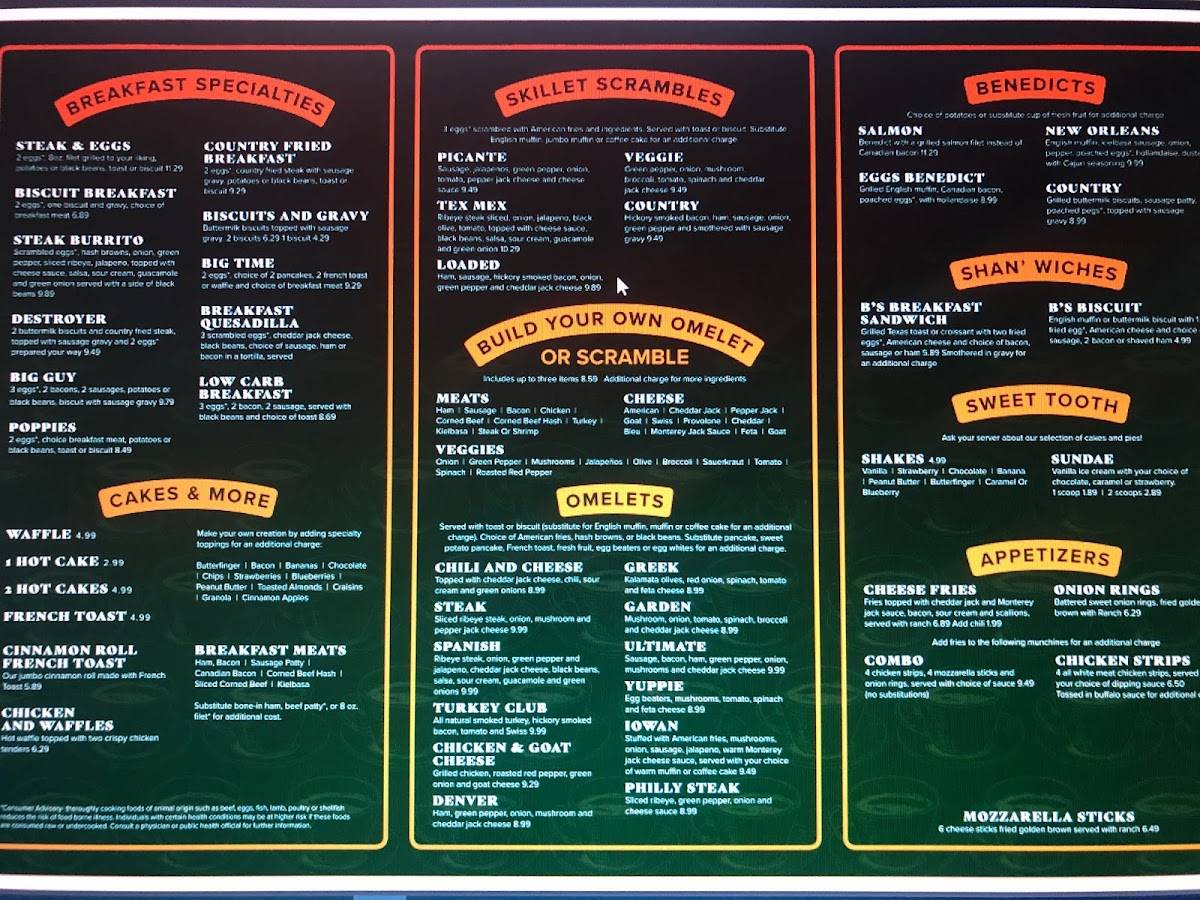 Menu at BEA'S CAFE, Cedar Rapids
