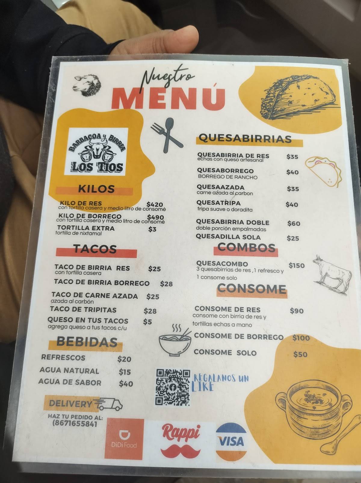 Menu at BIRRIA LOS TIOS restaurant, Nuevo Laredo, ESQUINA CON