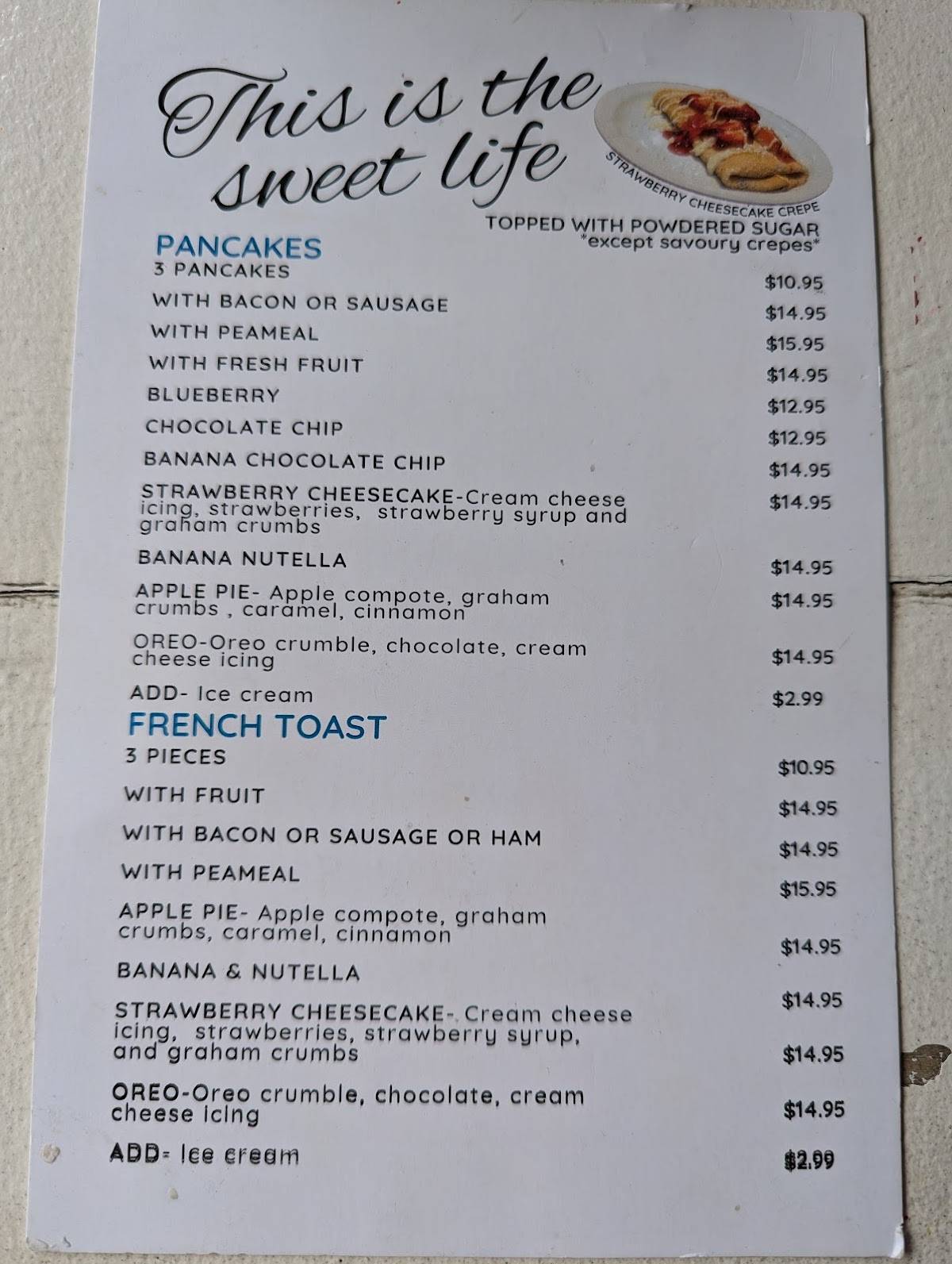 Menu at BOCA Brunch On Cosburn Avenue restaurant, Toronto