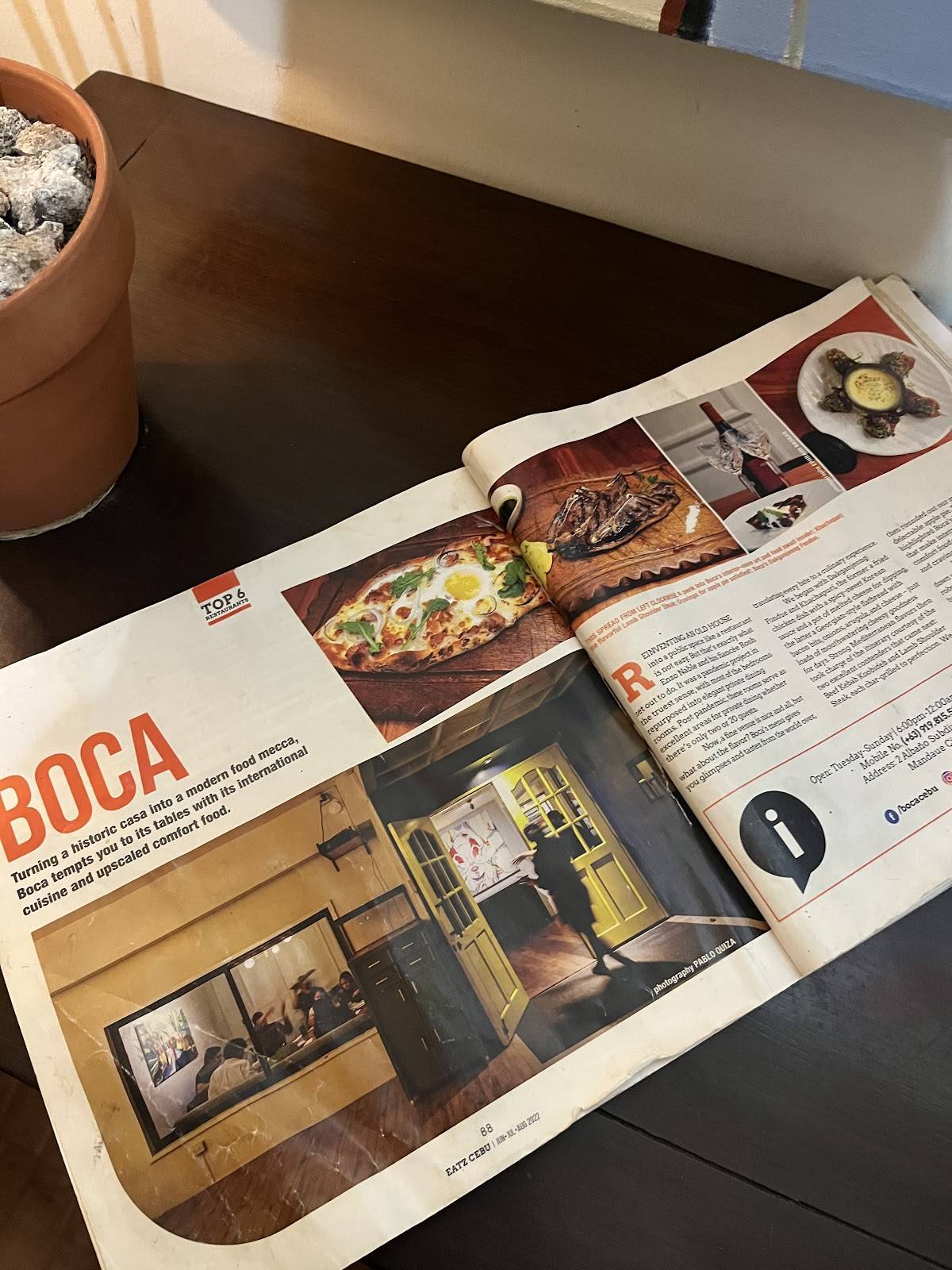 Menu at BOCA restaurant, Mandaue City